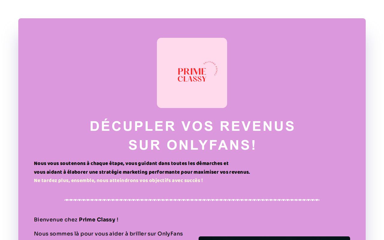 PRIME CLASSY - Meilleure agence OnlyFans & MYM